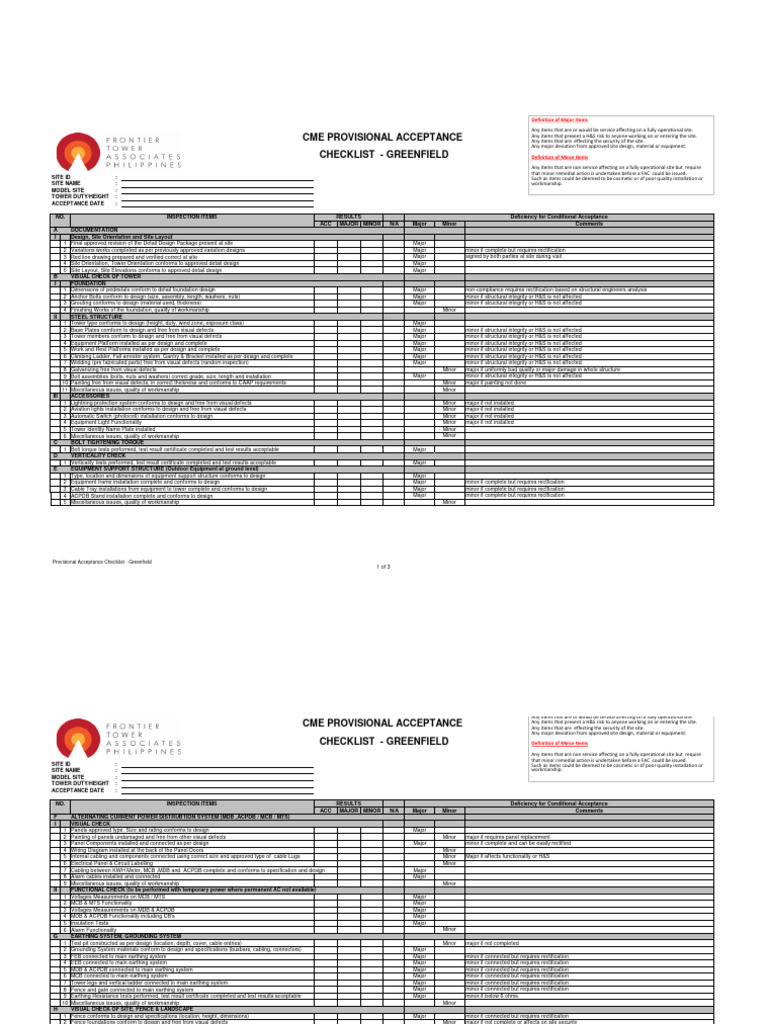 CME PAC Checklist (GF) | PDF | Electrical Connector | Electrical ...