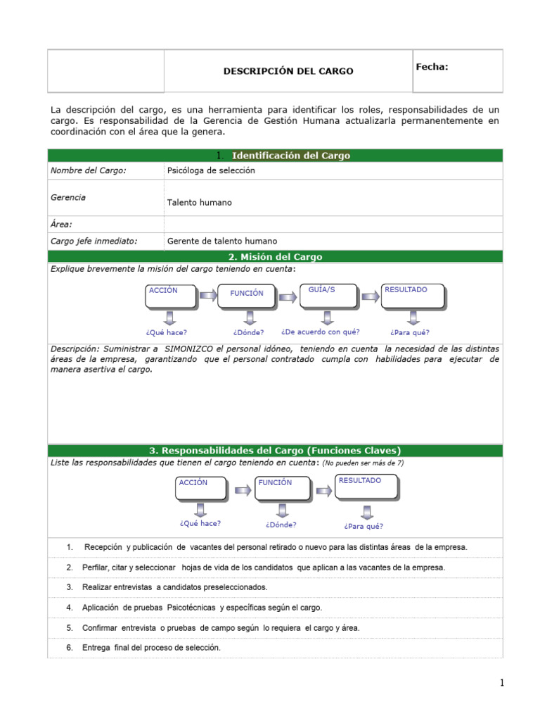 Plantilla de Descripcion de Cargo | PDF | Business | Presupuesto