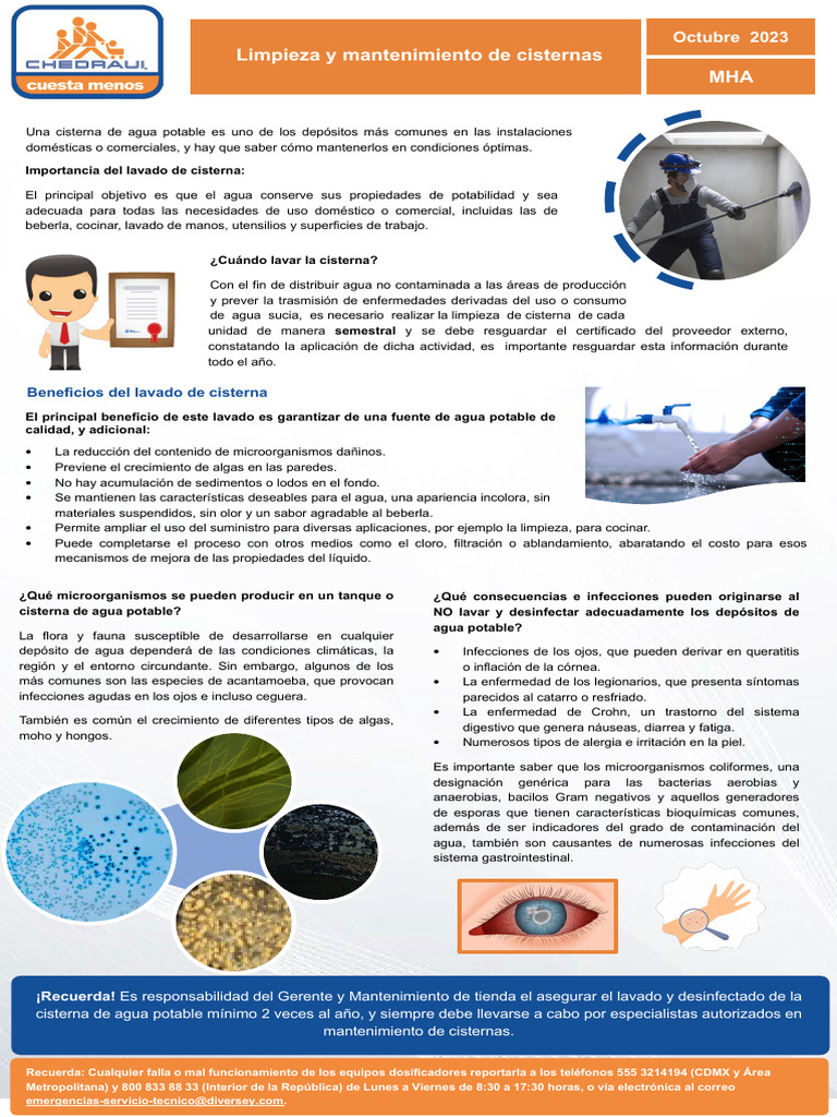 Limpieza y Mantenimineto de Cisterna | PDF