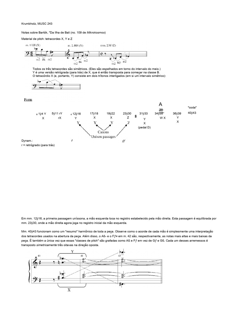 Análise de Notas de Bartok-Ilha de Bali | PDF