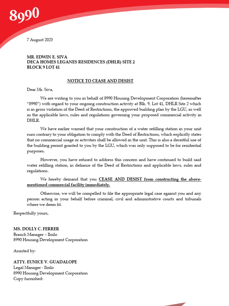 Cease and Desist Letter - Siva - 08042023 | PDF | Law | Technology ...