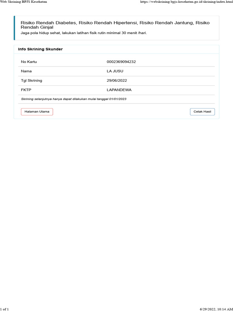 Web Skrining BPJS Kesehatan | PDF