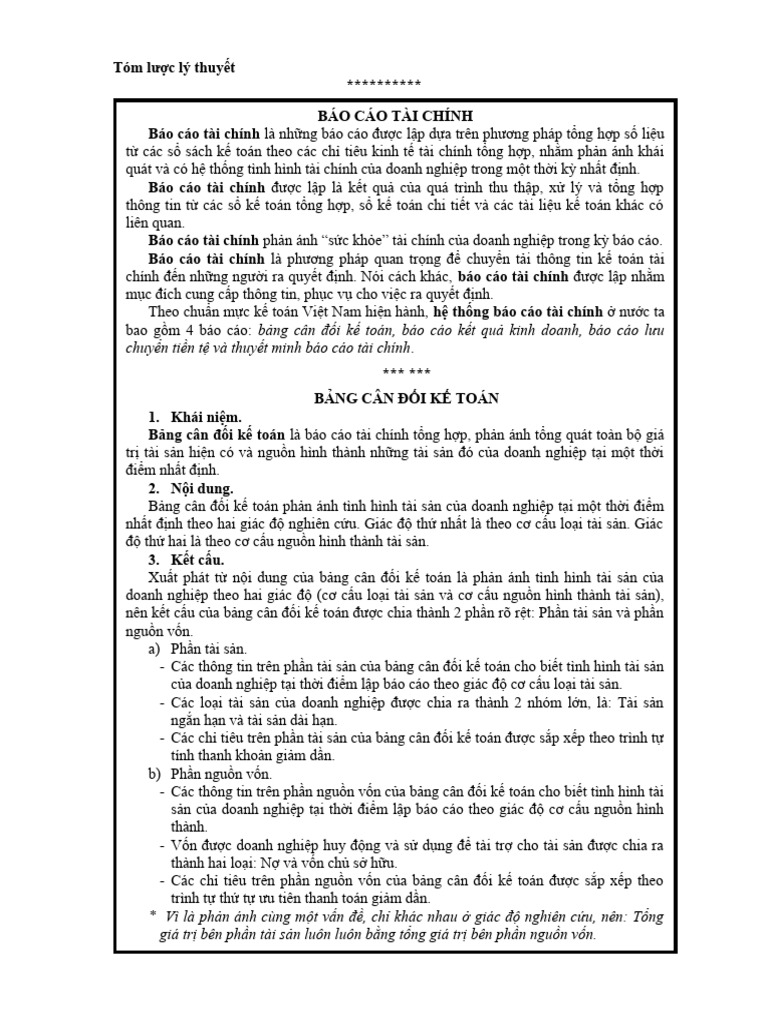 Bai Tap Ly Thuyet BCTC & BCDKT | PDF