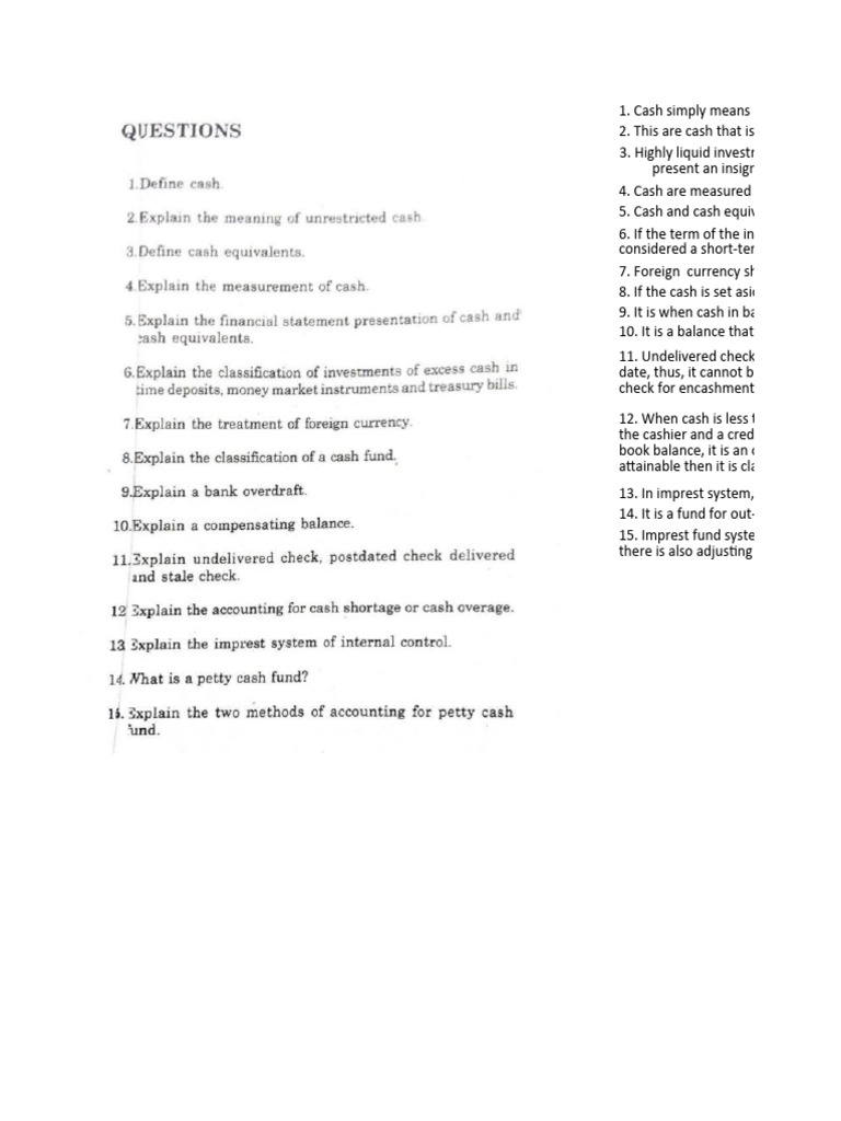 Intermediate Accounting Chapter 1 Exercises - Valix | PDF | Cheque | Payments