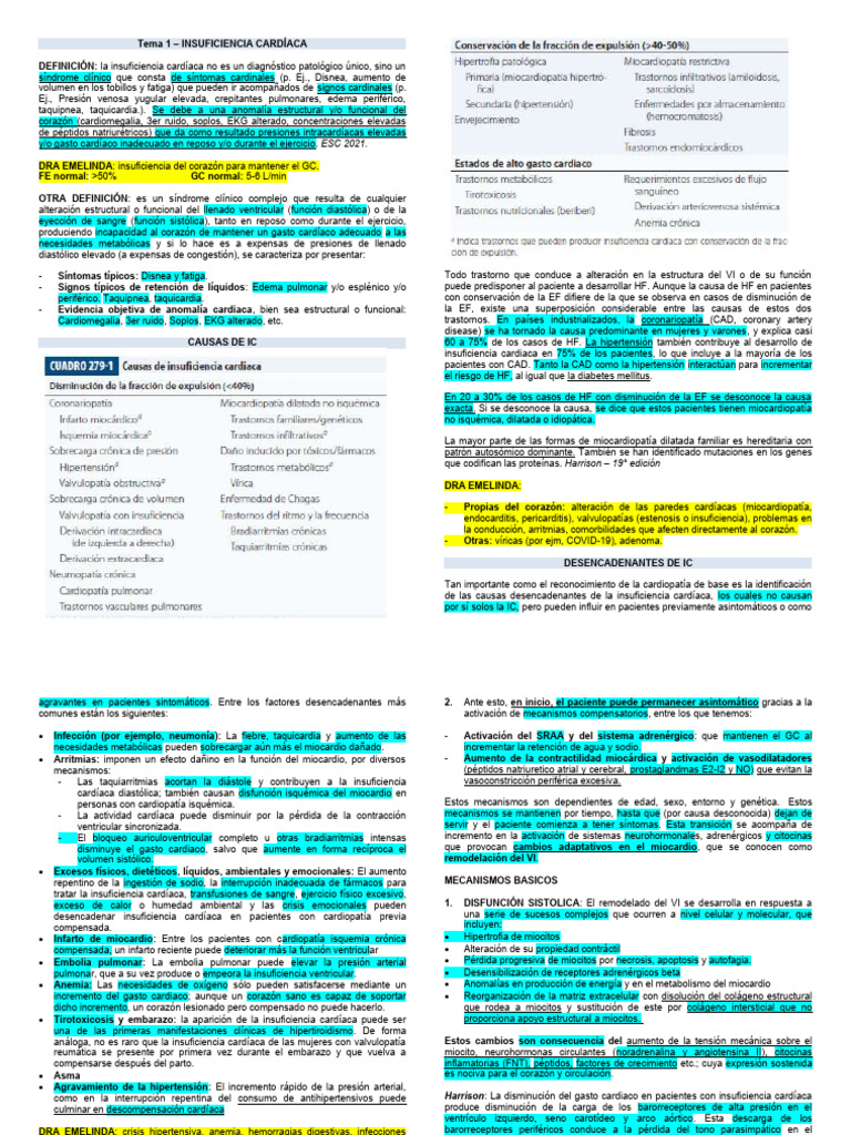 Tema 1 - INSUFICIENCIA CARDIACA | Descargar gratis PDF | Insuficiencia cardíaca | Corazón