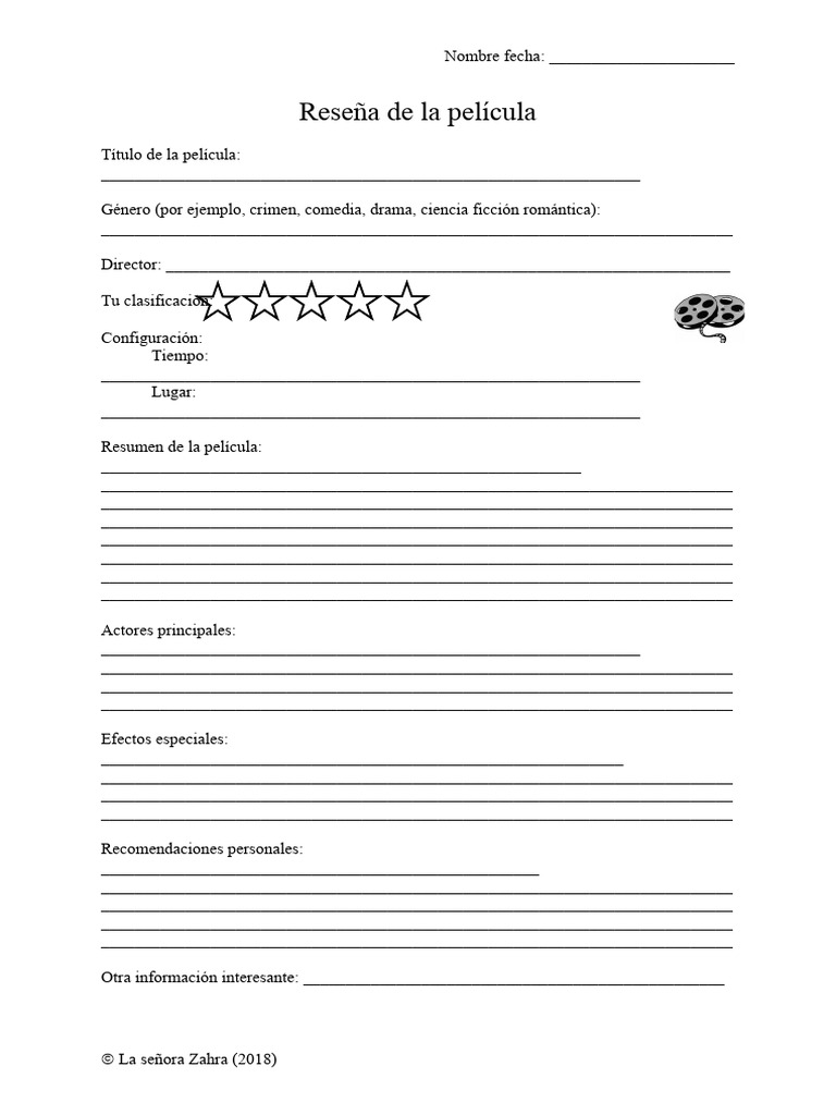 Plantilla de Reseña de Película | PDF | Juegos y actividades