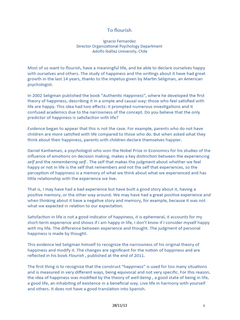 Flourish PDF | PDF | Happiness | Well Being