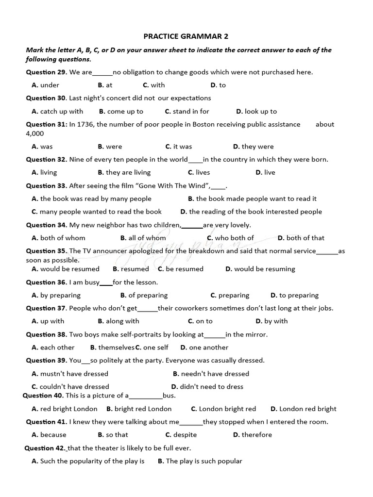 Practice Grammar 2 | PDF