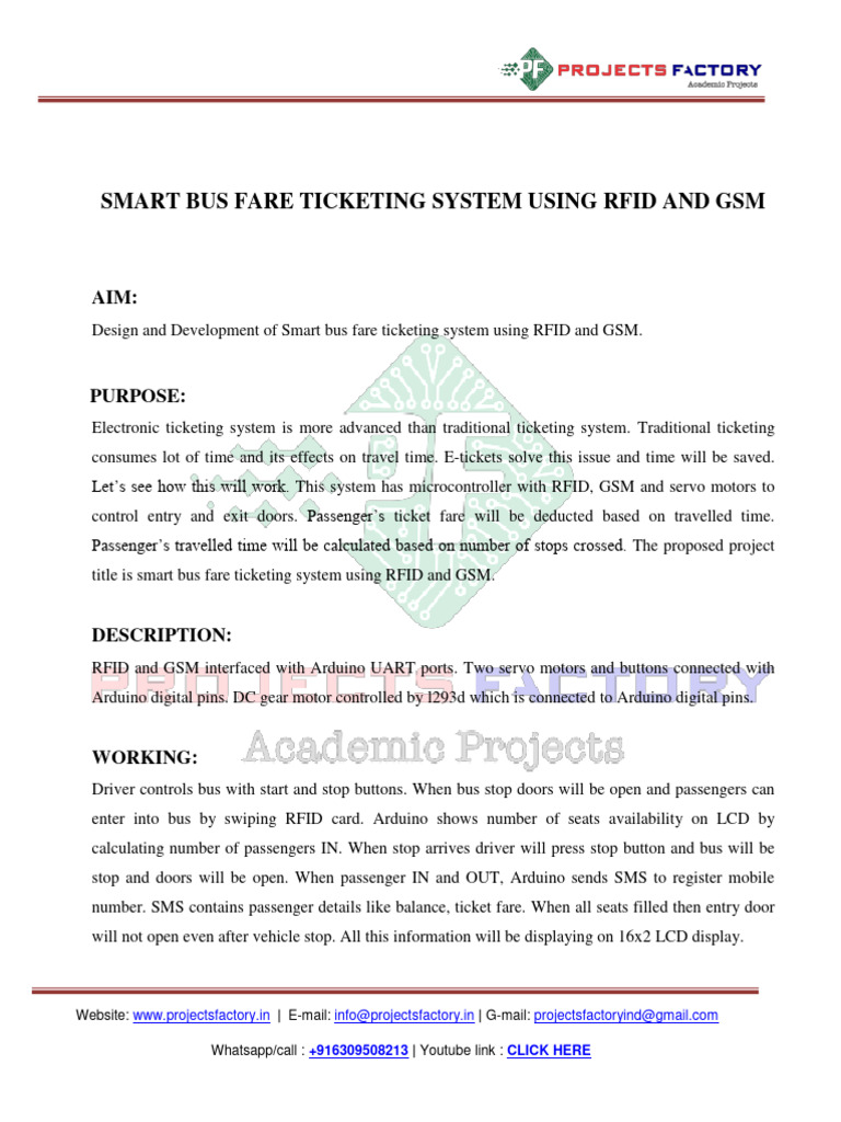 PF RFID 13.smart Bus Fare Ticketing System Using RFID and GSM | PDF