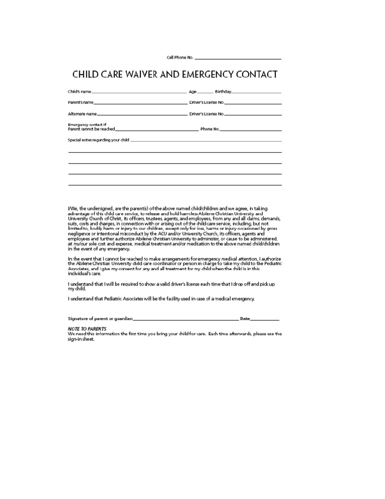 Childcare Waiver | PDF