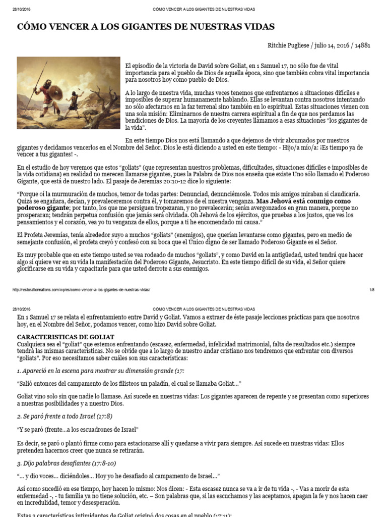 Cómo Vencer A Los Gigantes de Nuestras Vidas | PDF | David | Saulo