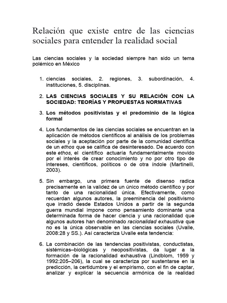 Ciencias Sociales y Realidad Social en México | PDF | Racionalidad | Ciencias Sociales