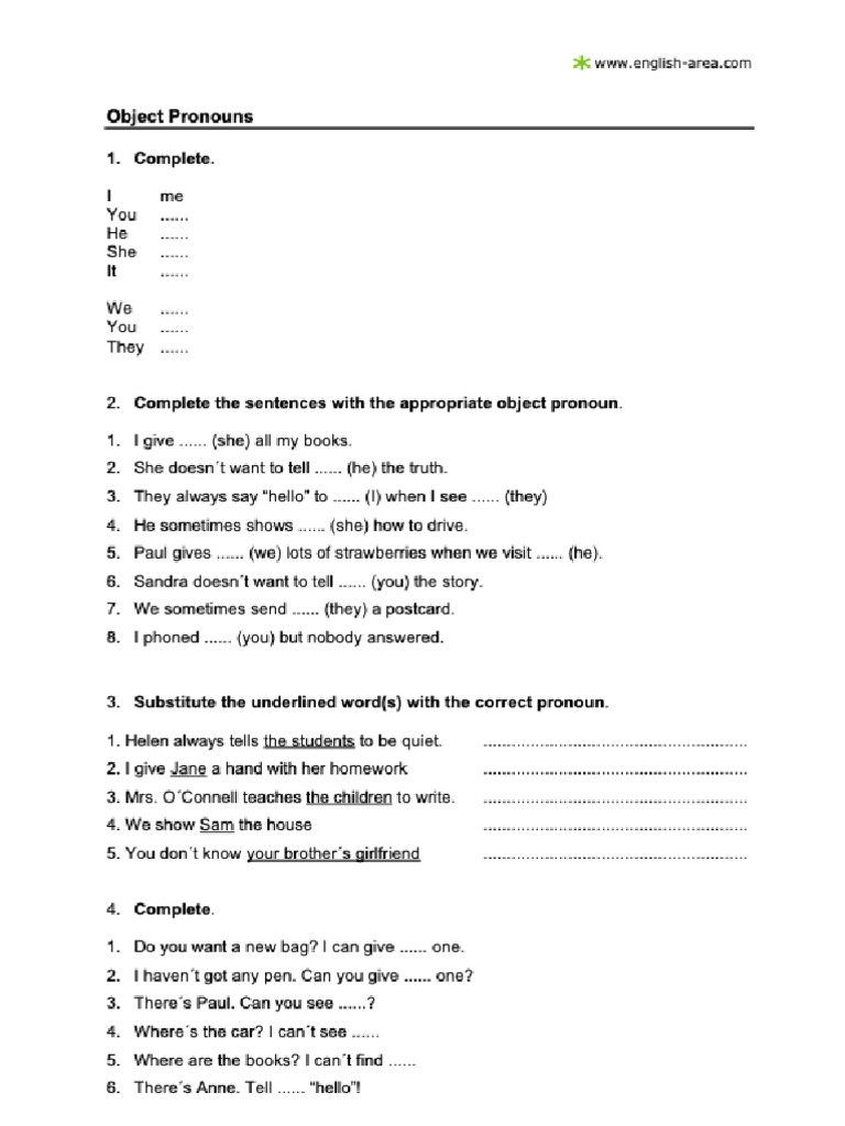 Exercices Object Pronoun | PDF