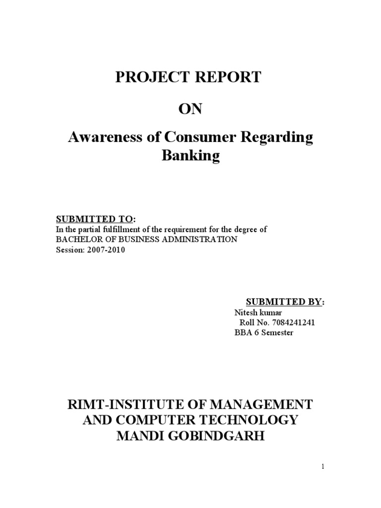Consumer Awareness in Banking Report | PDF | Interest | Reserve Requirement