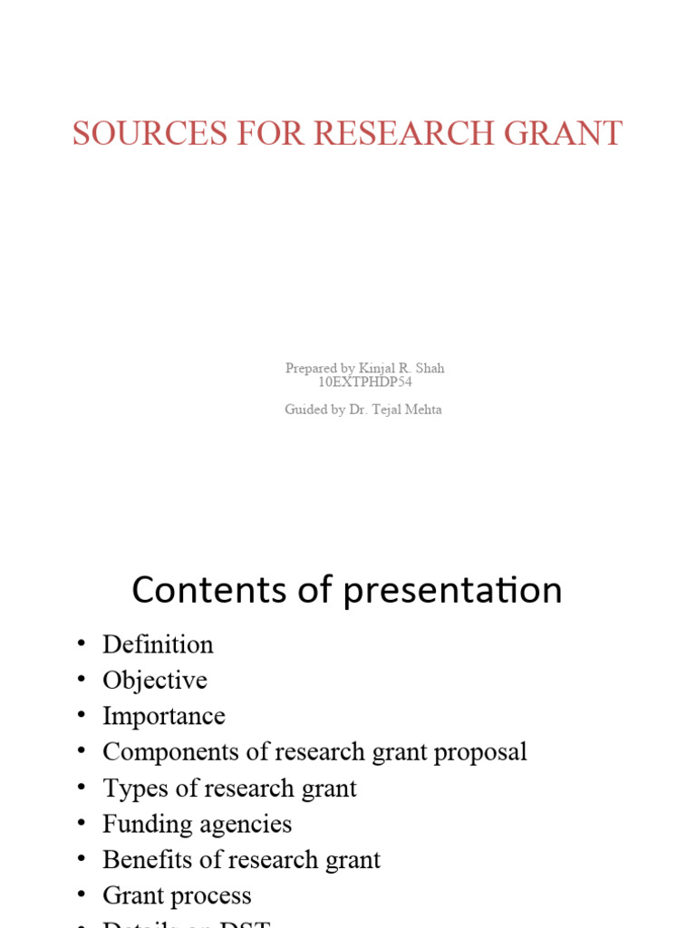 Rm Presentation 1 Sources Of Research Grant Pdf Doctor Of