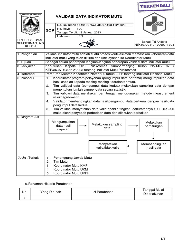Sop Validasi Data 2023 | PDF