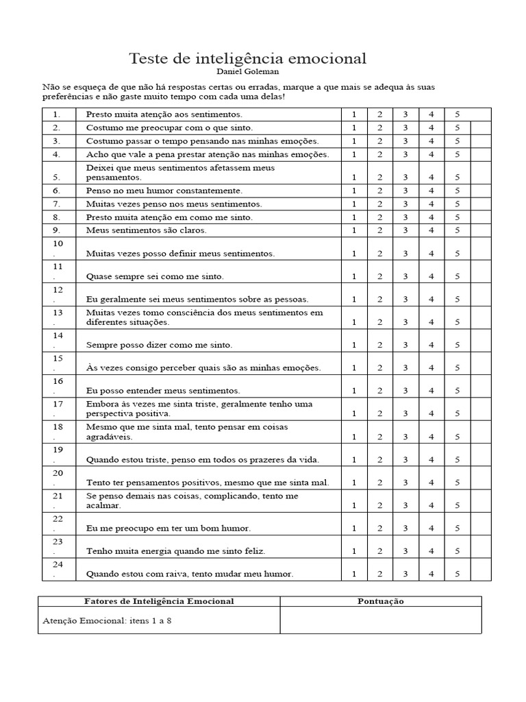 Teste de Inteligência Emocional | PDF | Emoções | Sentimento