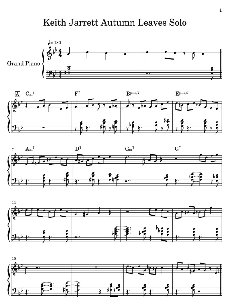 Keith Jarrett Autumn Leaves Solo | PDF