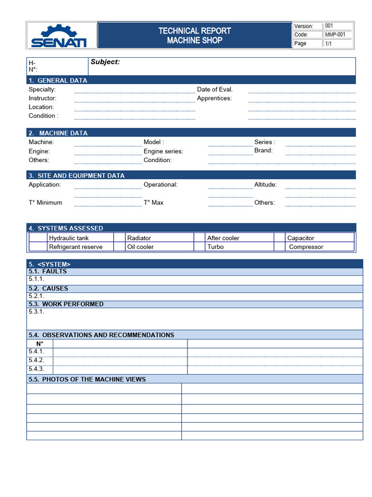 Technical Report Format - Heavy Machinery | PDF | Mechanical ...