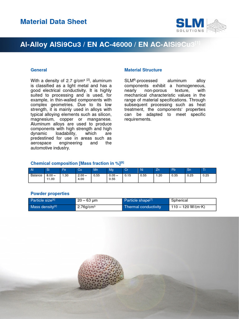 MDS Al-Alloy AlSi9Cu3 0219 EN | PDF | Aluminium | Alloy