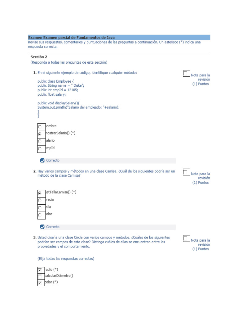 Respuestas Del Examen Intermedio de Java | PDF | Java (lenguaje de programación) | Programación ...