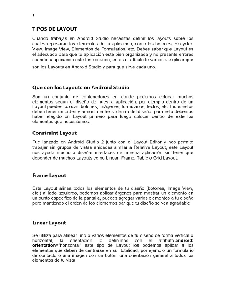 Tipos De Layout Pdf Java Lenguaje De Programación Desarrollo De Software
