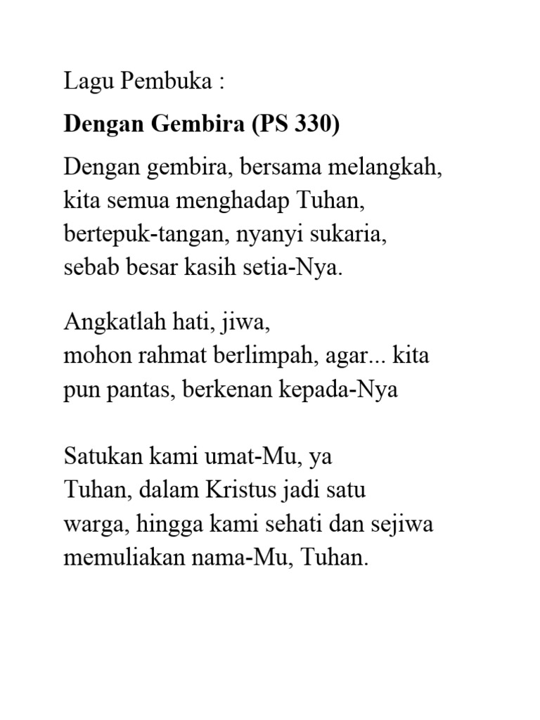 Lirik Lagu Ekaristi Dengan Gembira | PDF | Agama & Spiritualitas