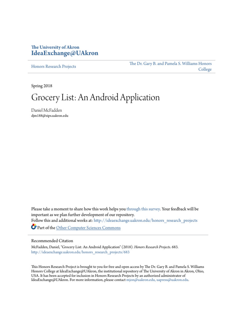 Grocery List - An Android Application | PDF | Computer File | Android (Operating System)