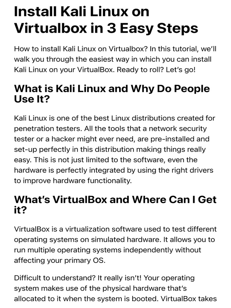 Install Kali Linux On Virtualbox in 3 Easy Steps - LinuxForDevices ...