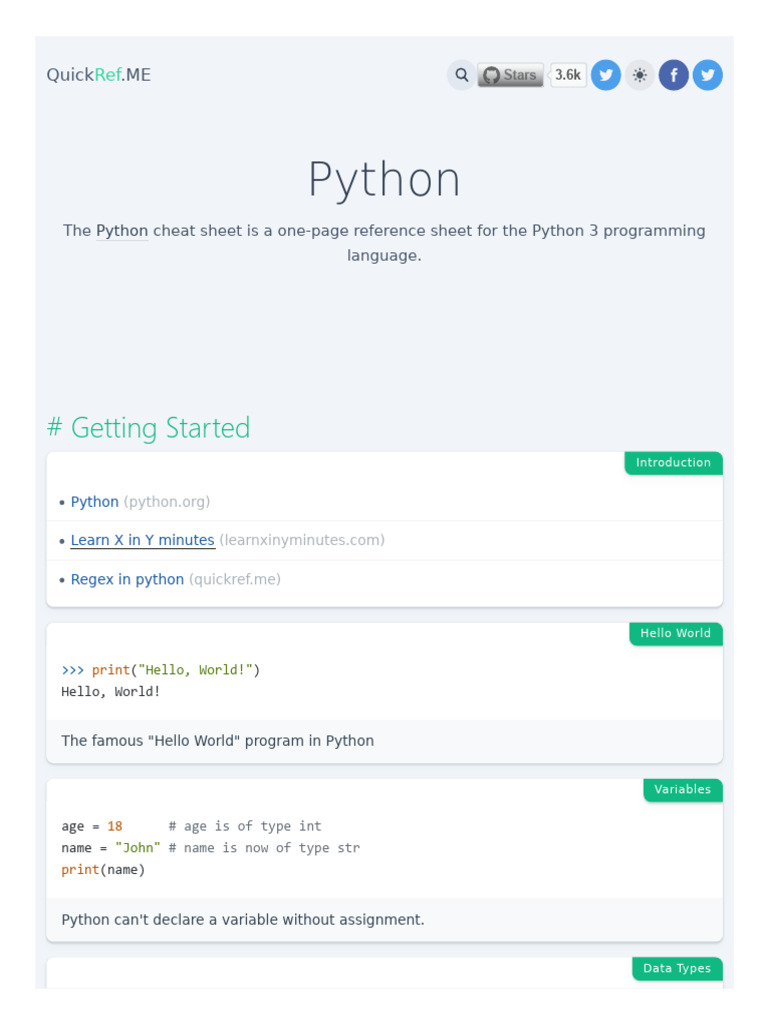 Python Cheatsheet | PDF | Boolean Data Type | Method (Computer Programming)