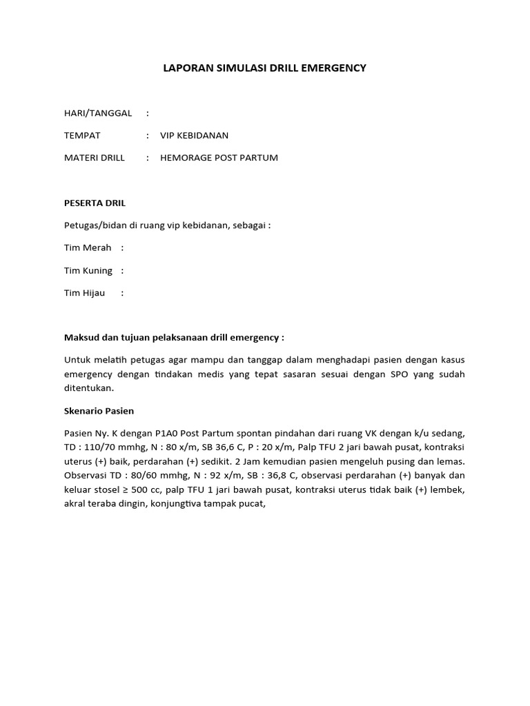 Laporan Simulasi Drill Emergency | PDF