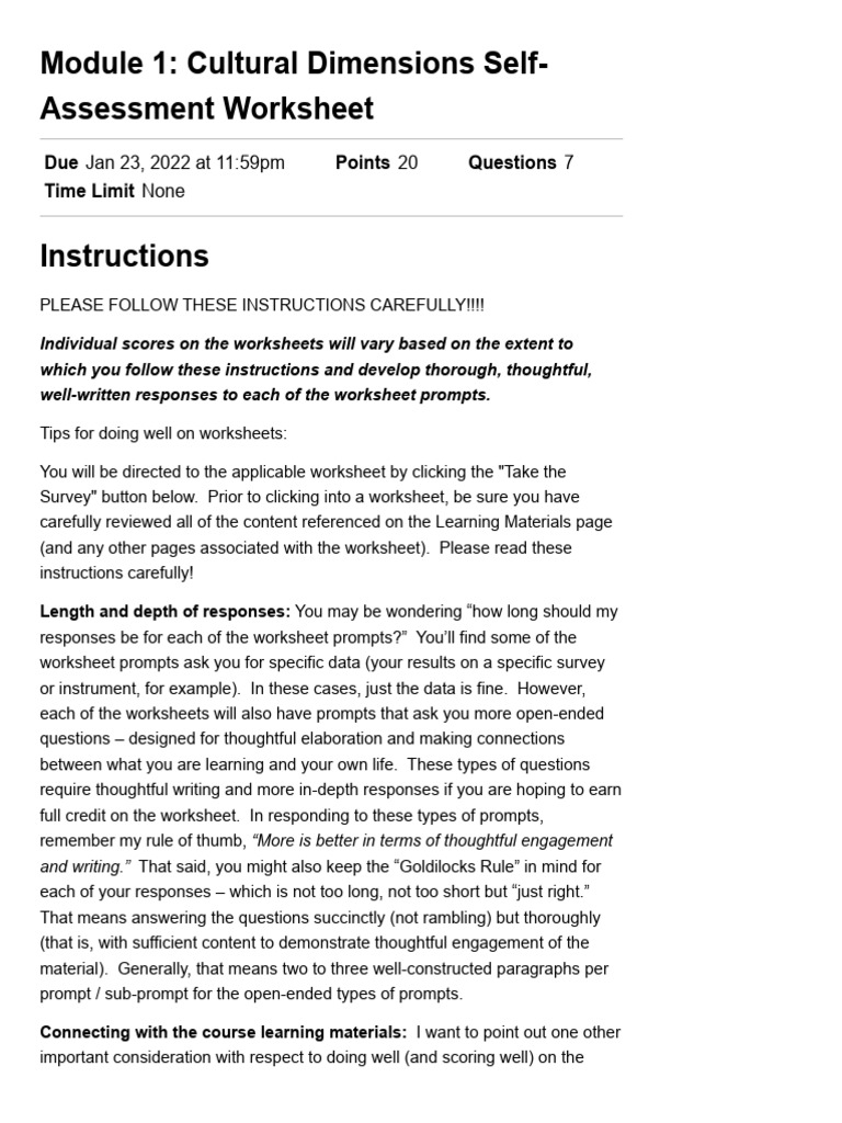 Cultural Dimensions Assessment | PDF | Learning | Psychology