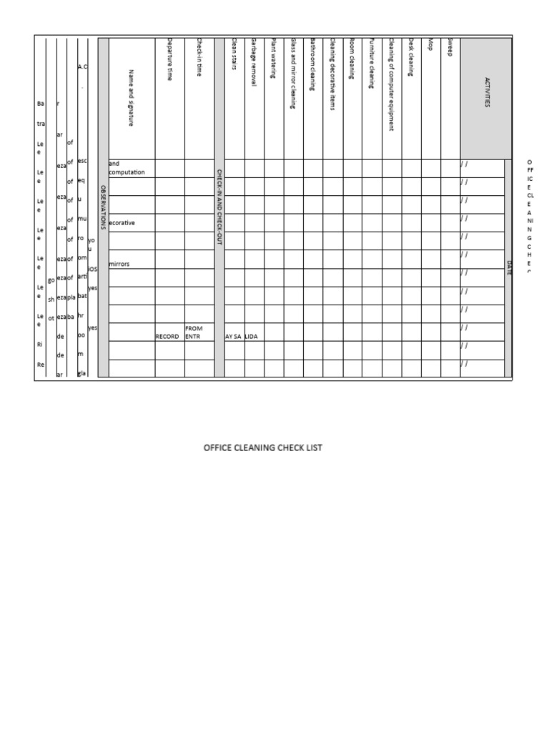 Cleaning Check List | PDF