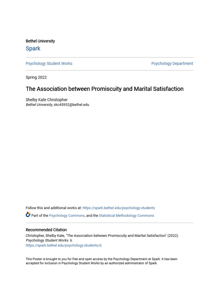 Promiscuity's Impact on Marital Satisfaction | PDF | Marriage | Affection