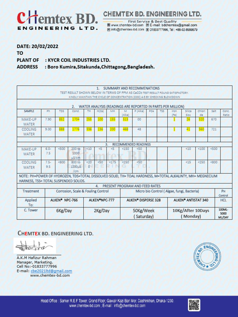 Kycr Coile Ind Ltd. Dozing System | PDF | Environmental Science ...