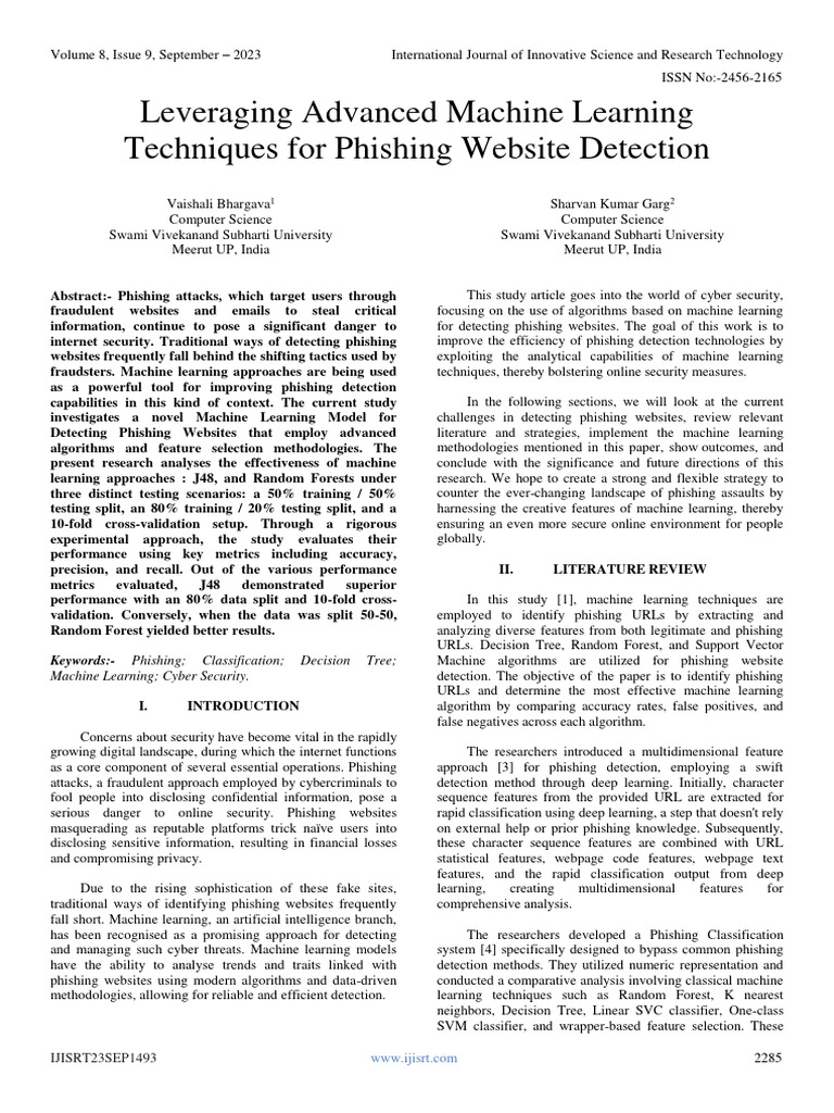 Leveraging Advanced Machine Learning Techniques For Phishing Website Detection Pdf Machine