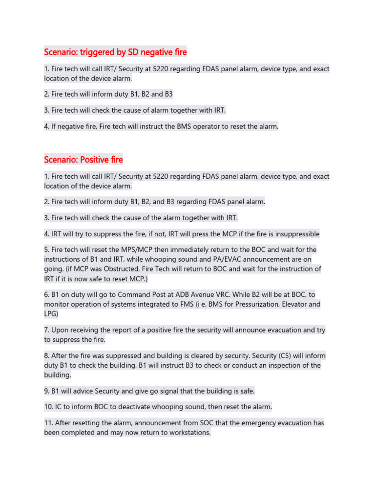 Fire Alarm Procedure | PDF