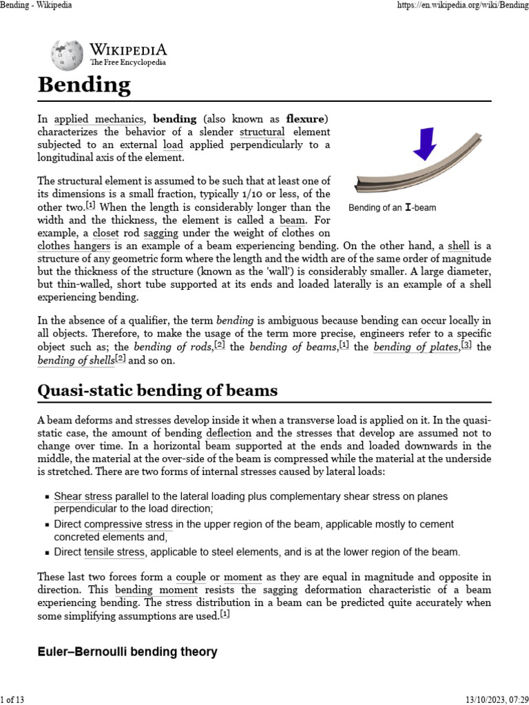 BENDING | PDF | Bending | Beam (Structure)