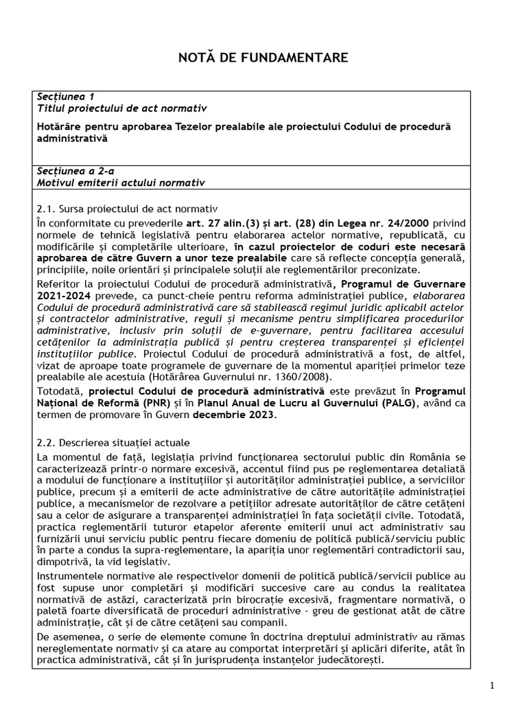 Teze Prealabile COD PROCEDURA ADMINISTRATIVA | PDF