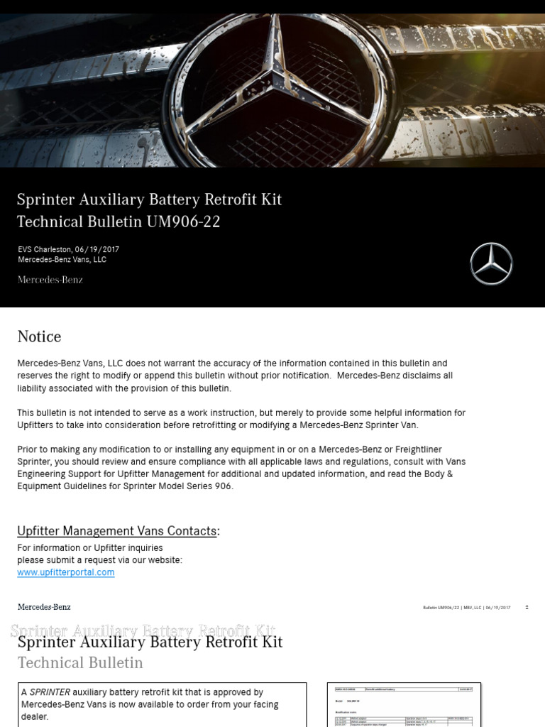 Sprinter Auxiliary Battery Retrofit Kit | PDF