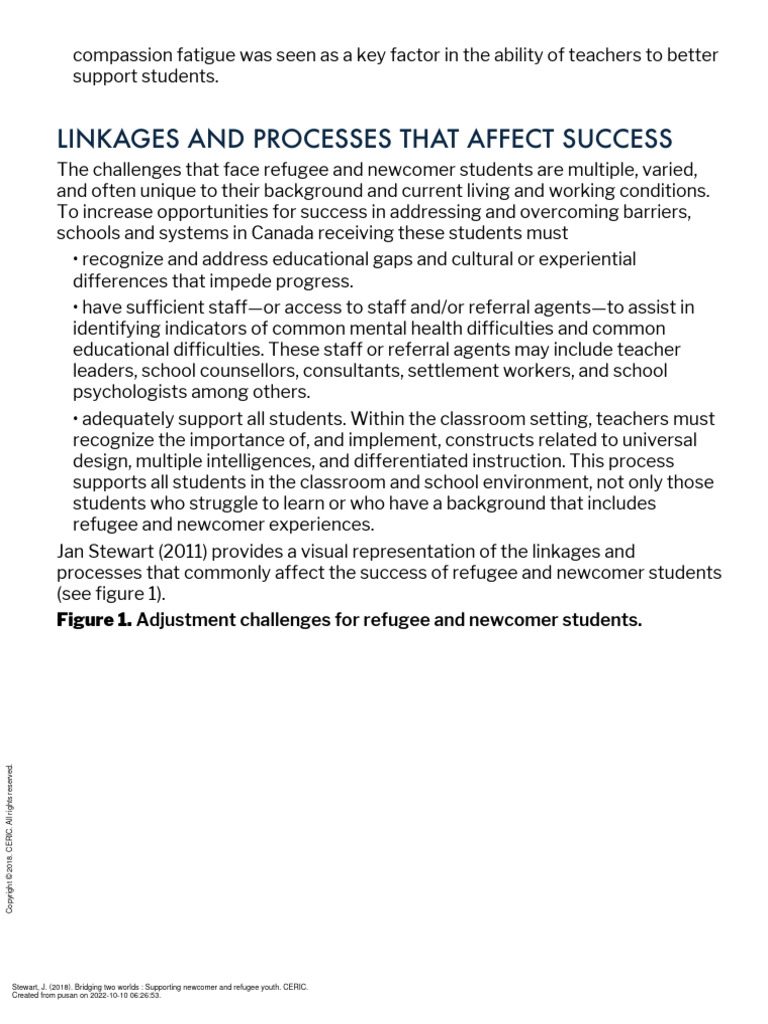 Bridging Two Worlds Supporting Newcomer and Refuge... - (LINKAGES AND PROCESSES THAT AFFECT ...