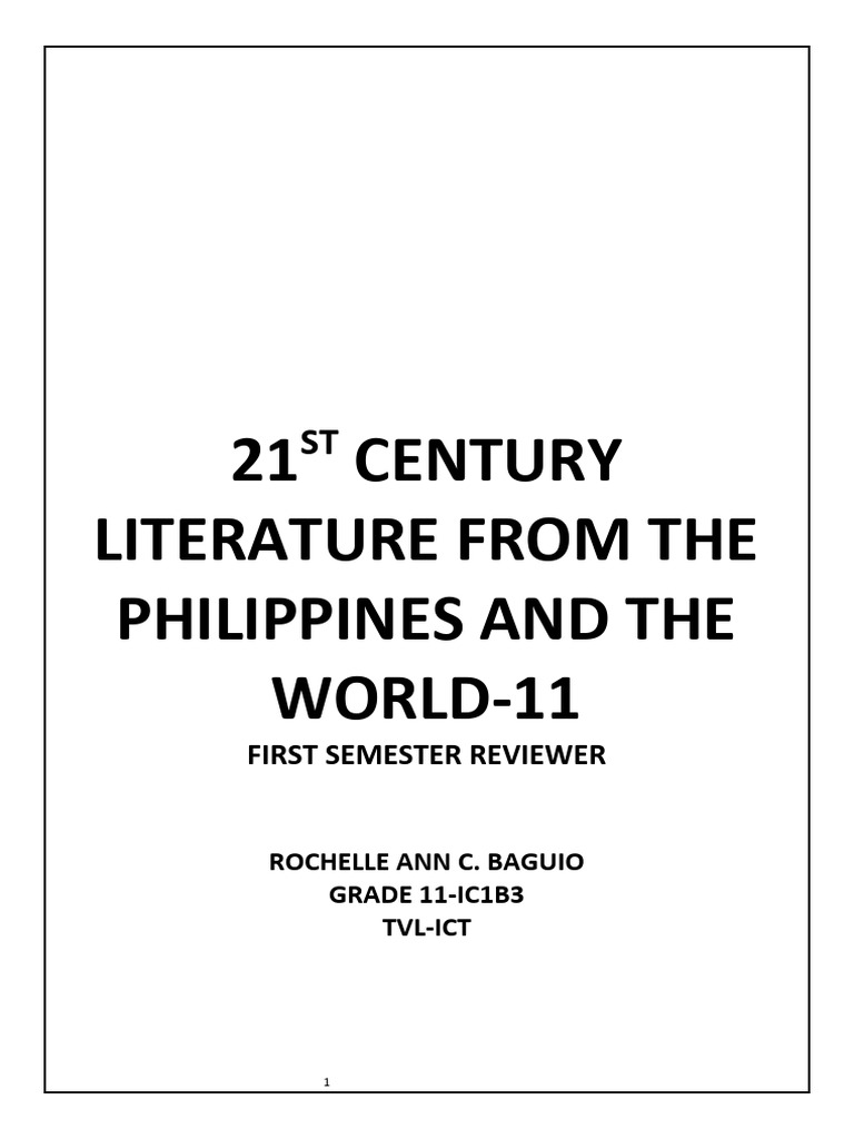 21st CENTURY LITERATURE FROM THE PHILIPPINES AND THE WORLD REVIEWER ...