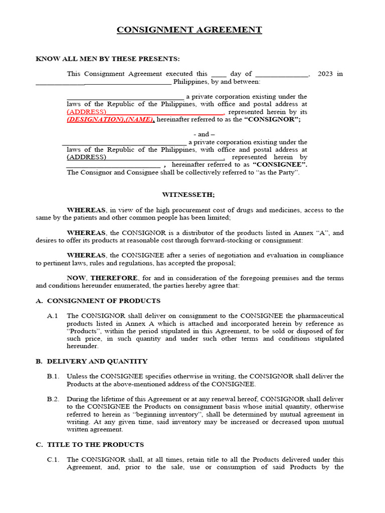 Consignment Agreement template | PDF | Bribery | Justice