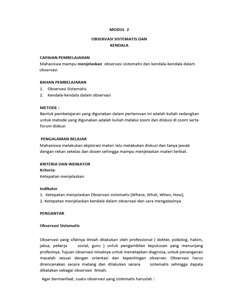Observasi Sistematis & Kendala | PDF | Sains & Matematika