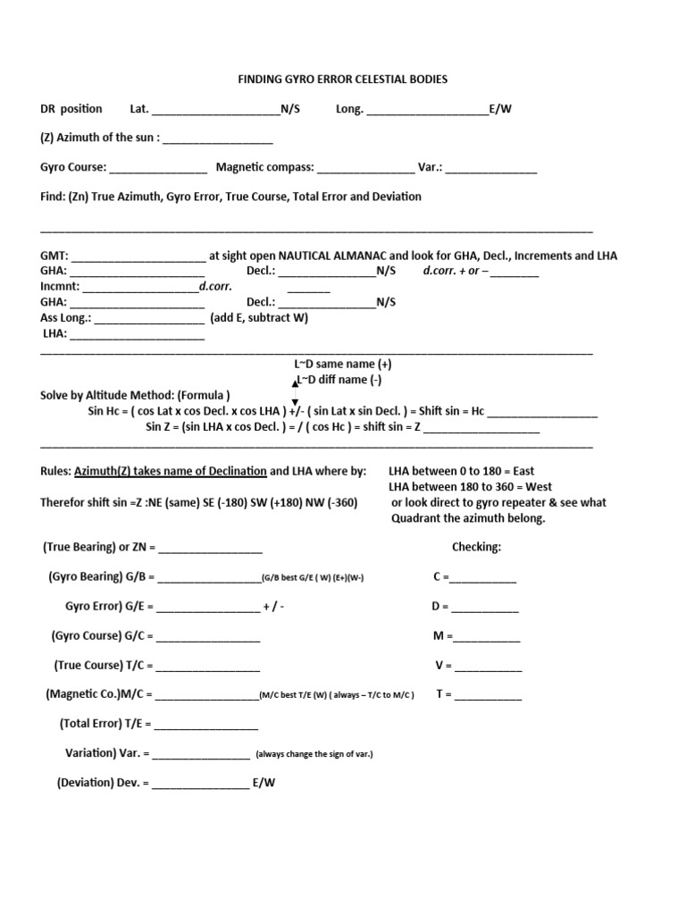 Gyro Error by Altitude Method | PDF | Geometric Measurement | Geophysics