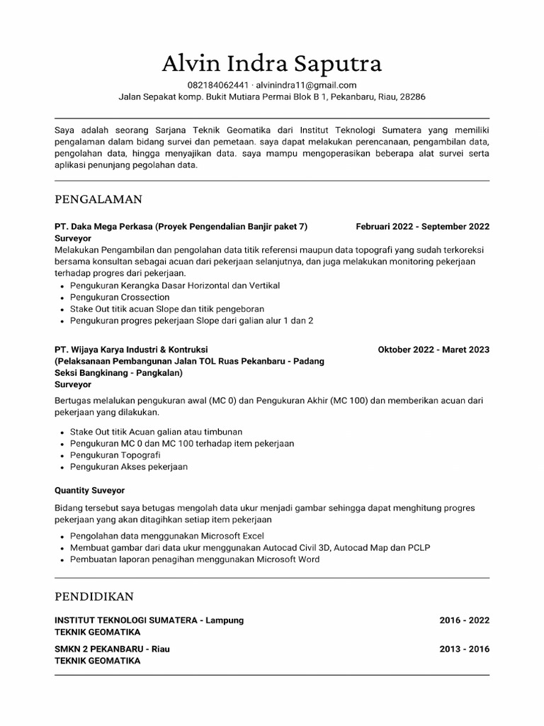 Alvin Indra Saputra CV | PDF