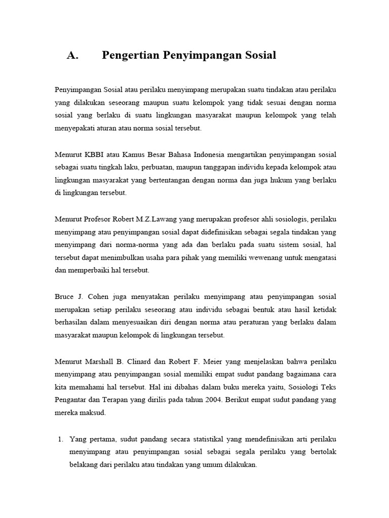 Pengertian Penyimpangan Sosial | PDF