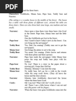 Goldilocks and The 3 Bears Script | PDF | Goldilocks And The Three Bears | Fairies