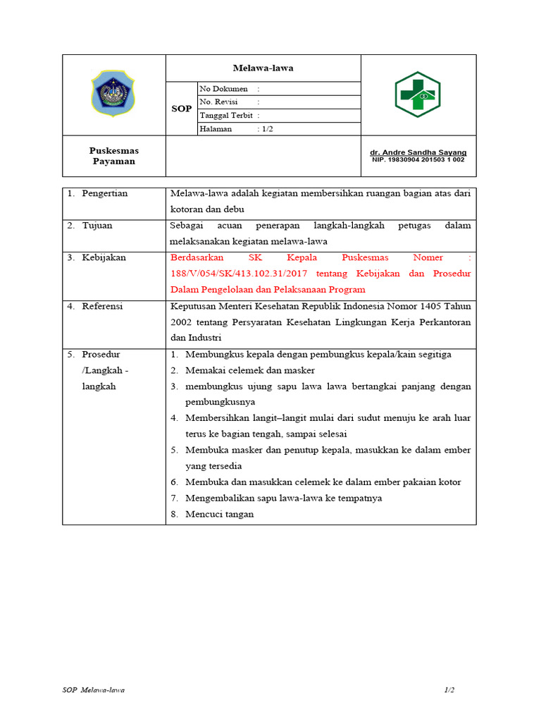SOP Melawa-Lawa | PDF