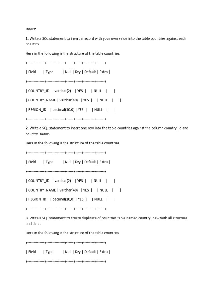 SQL Lab 2 | PDF | Table (Database) | Computer Data SQL Lab 2 | PDF | Table (Database) | Computer Data